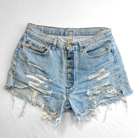 Levi's | Shorts | Levis Vintage Repurposed Denim Distressed Shorts ...